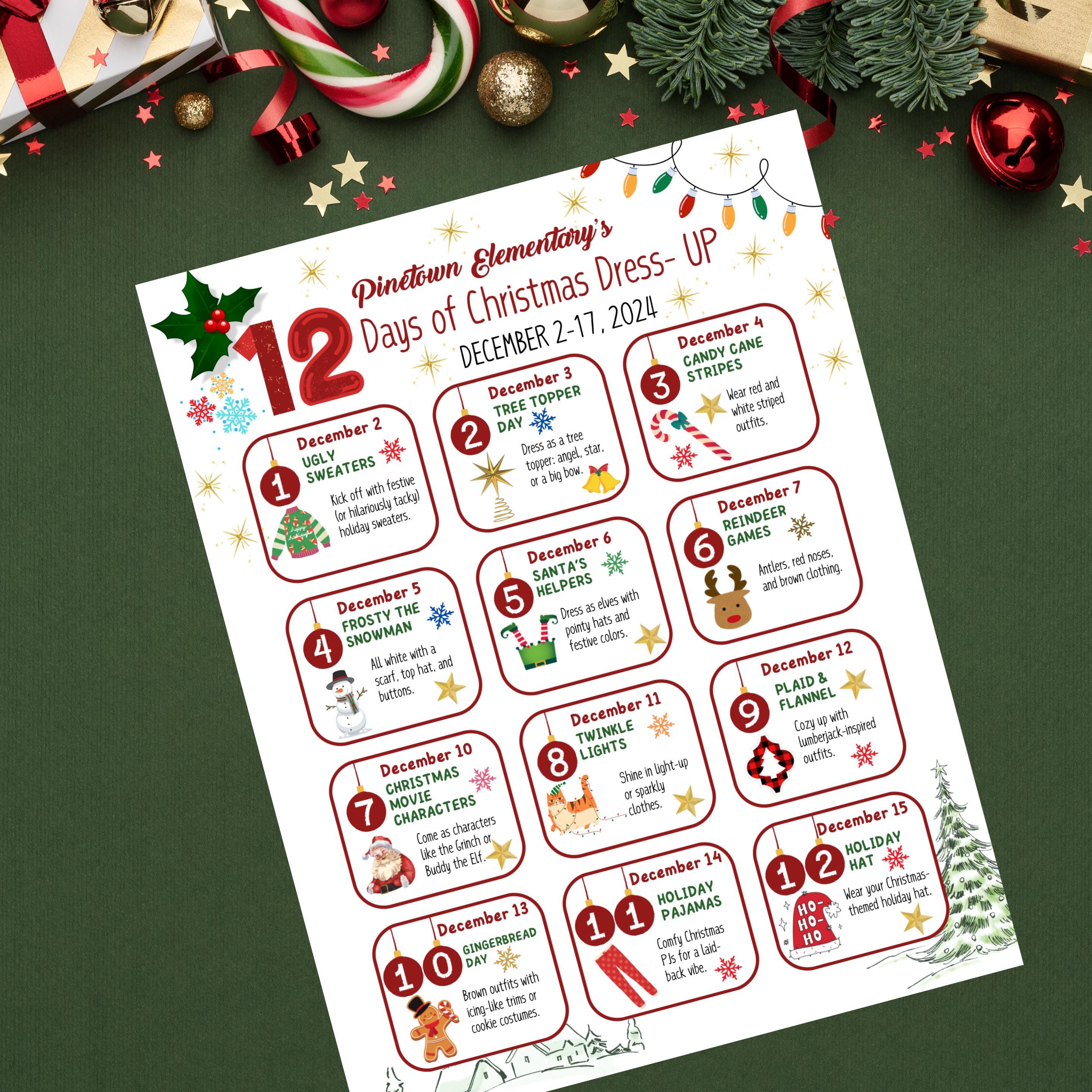12 Days of Christmas Dress up Flyer Editable Free Canva Template ...