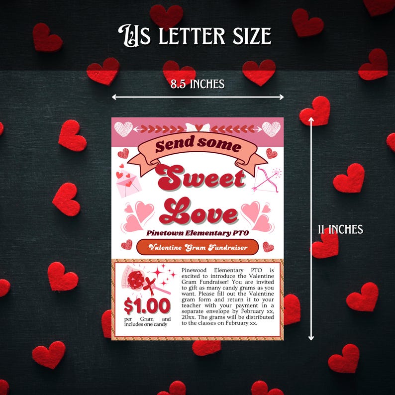 Valentine Gram Flyer Editable Canva Template Pto Pta Fundraising ...