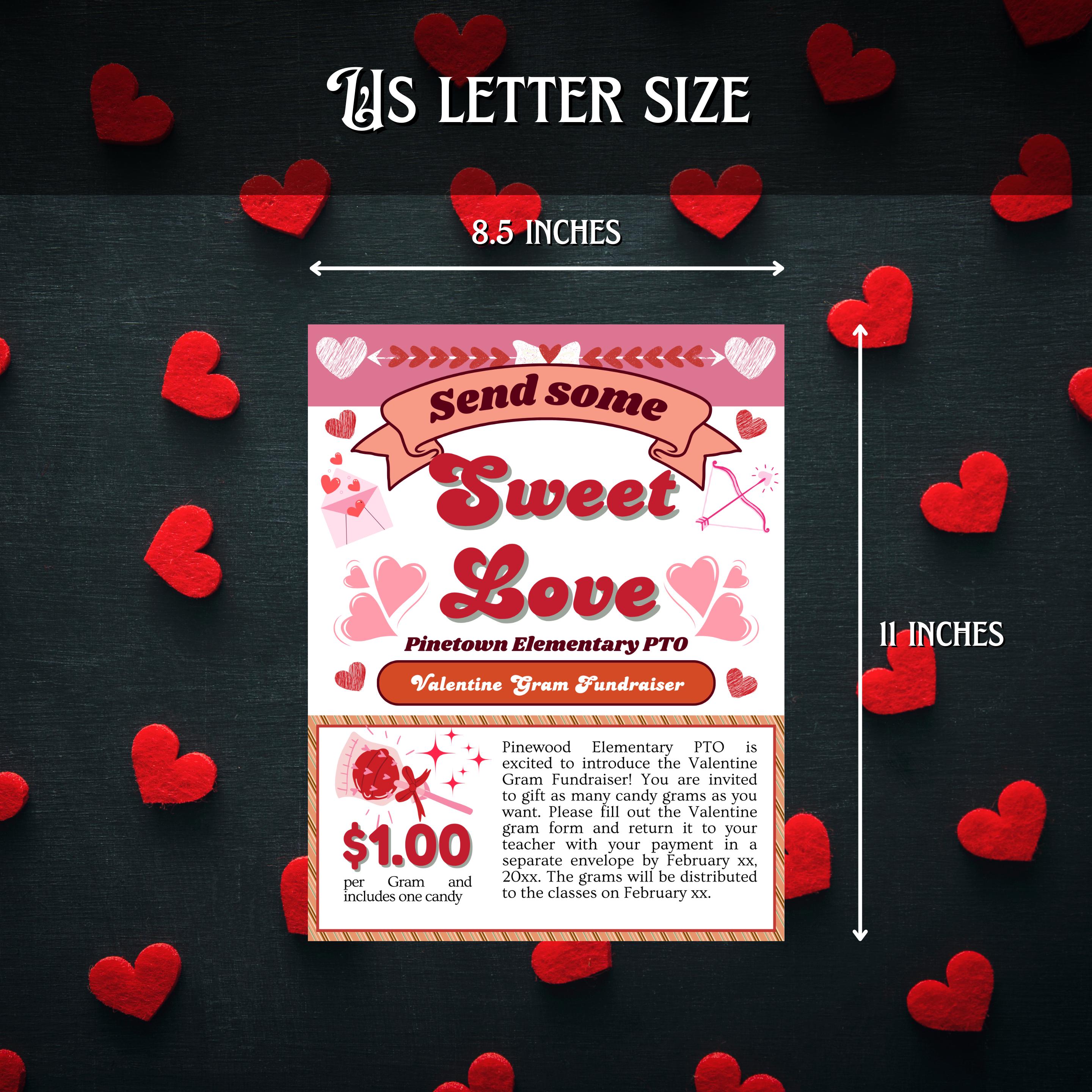 Valentine Gram Flyer Editable Canva Template Pto Pta Fundraising ...