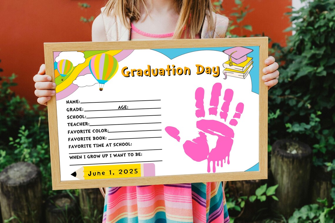 Preschool Graduation Diploma Template: Handprint Keepsake (canva ...