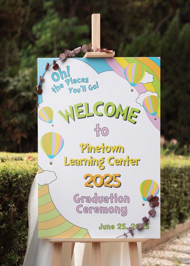 Preschool Graduation Decor Welcome Sign Ceremony Editable Canva ...
