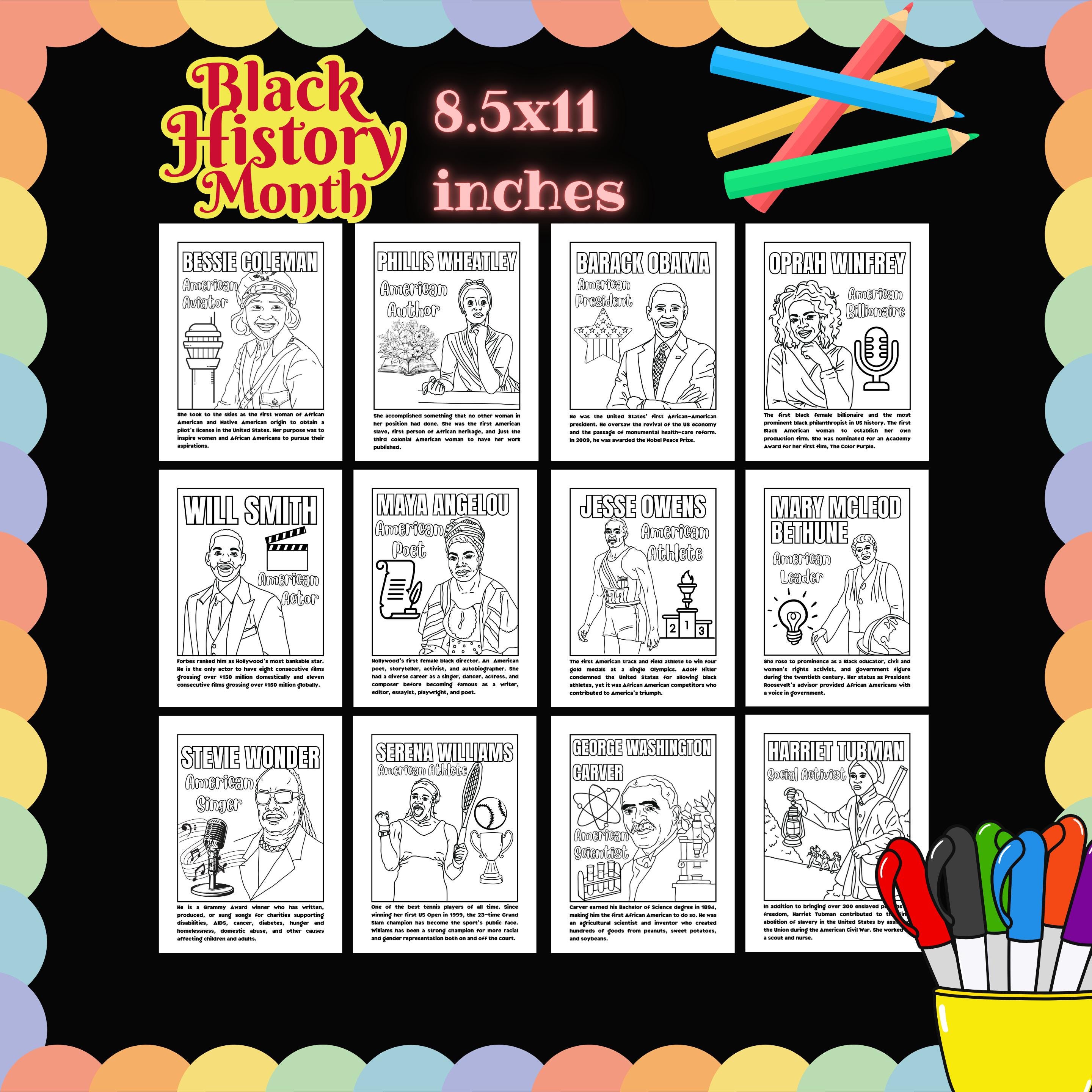 Black History Month Coloring Pages: Famous African Americans (digital ...