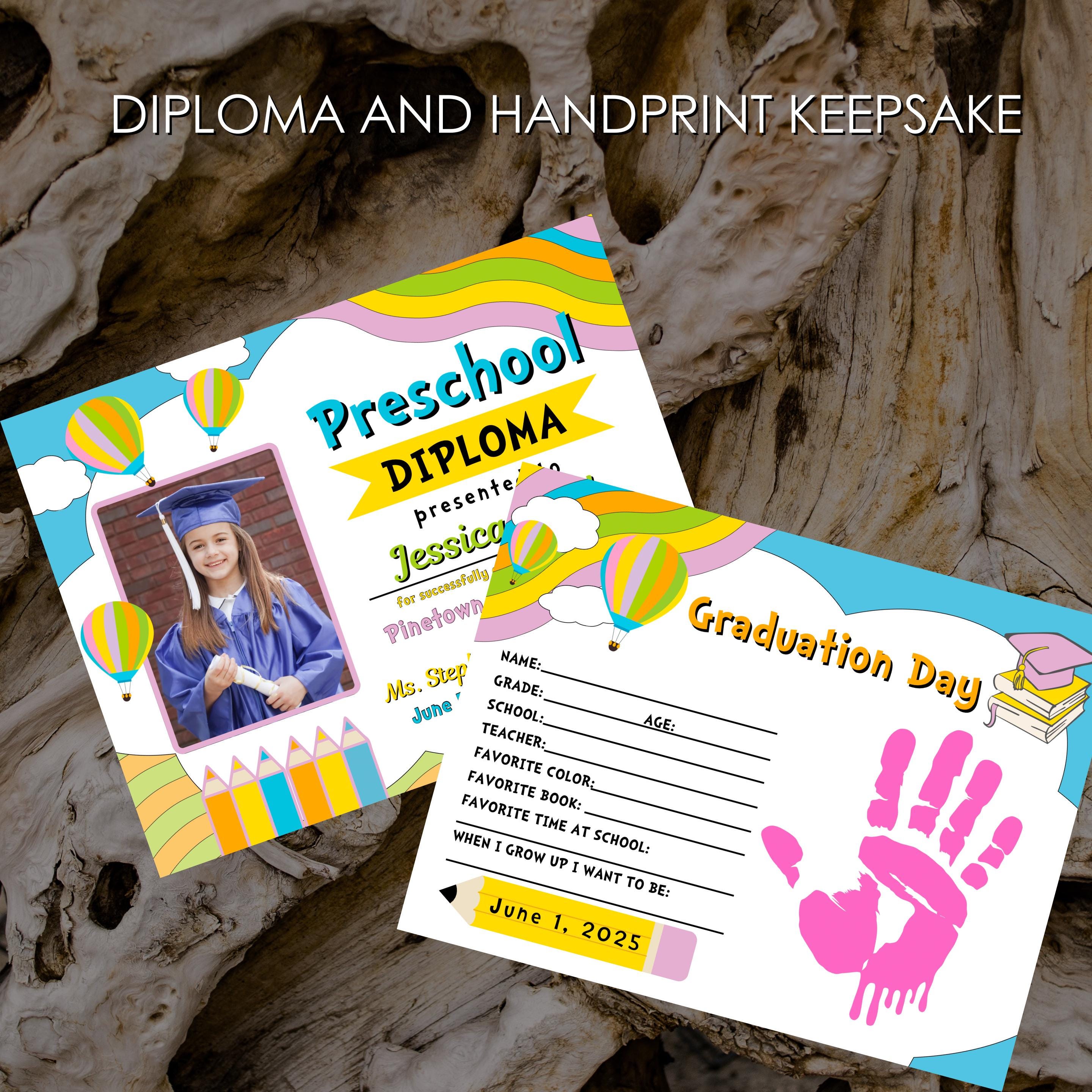 Preschool Graduation Diploma Template: Handprint Keepsake (canva ...