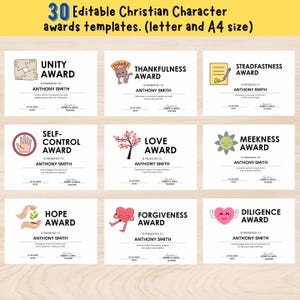Christian Character Awards Certificate Templates Editable Canva Awards ...