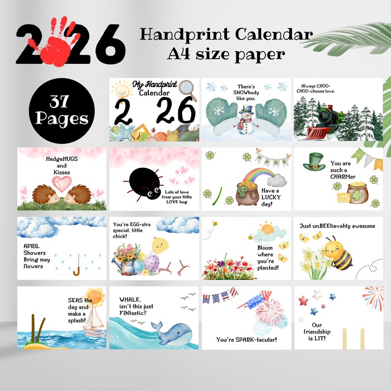 2026 Handprint Art Calendar: DIY Kids Keepsake (A4 Printable PDF ...