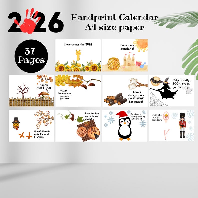 2026 Handprint Art Calendar: DIY Kids Keepsake (A4 Printable PDF ...