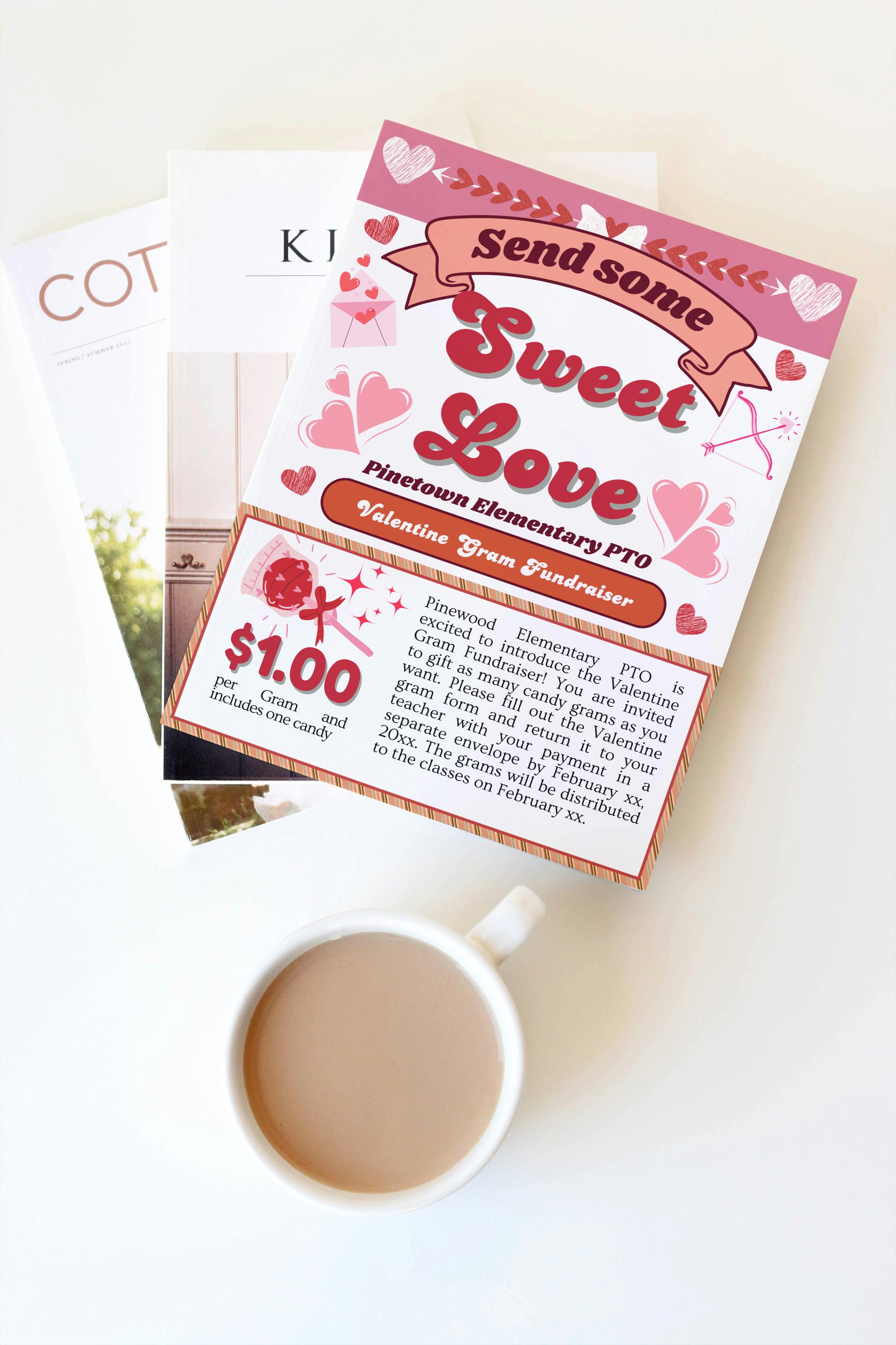 Valentine Gram Flyer Editable Canva Template Pto Pta Fundraising ...
