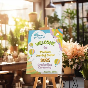 Preschool Graduation Decor Welcome Sign Ceremony Editable Canva ...