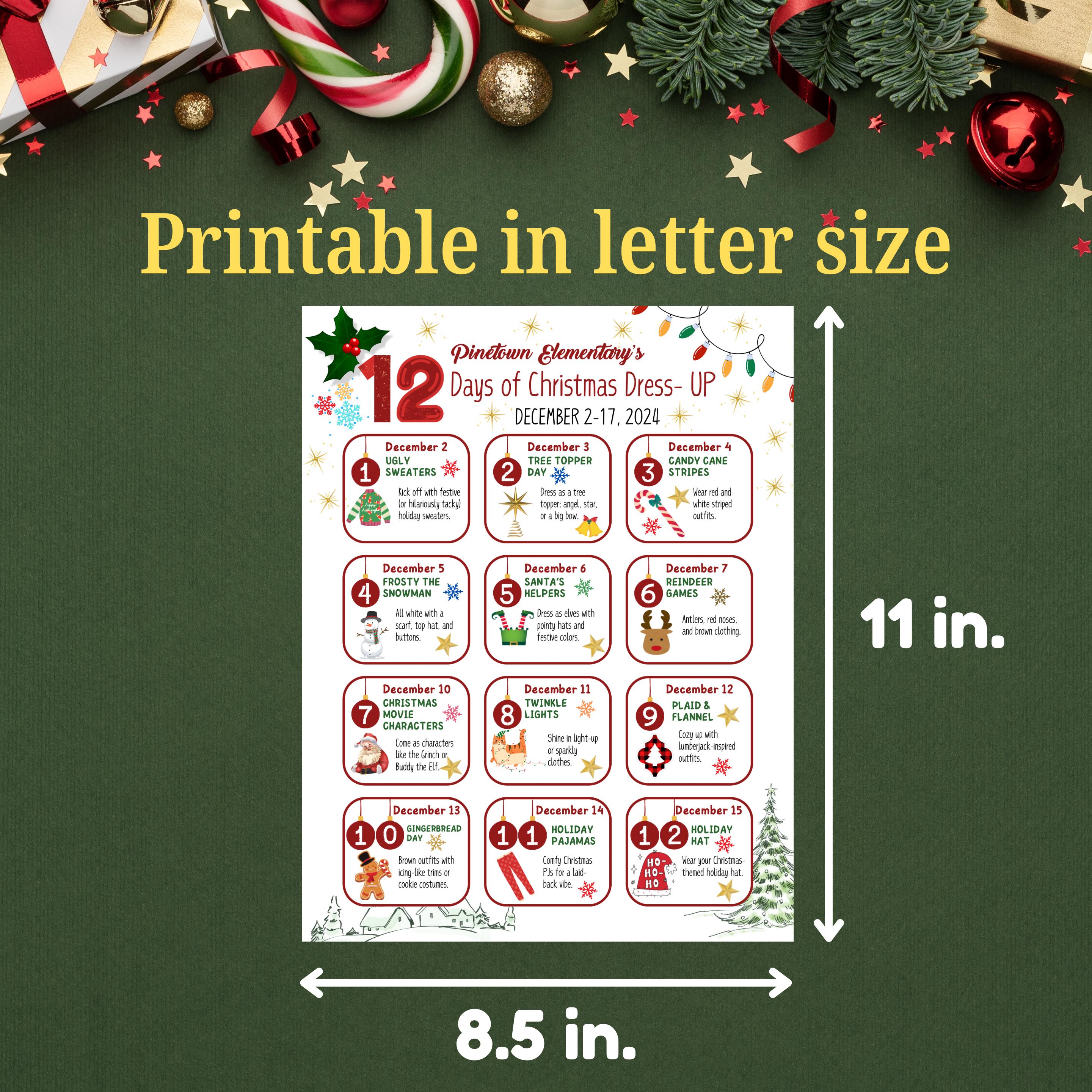 12 Days of Christmas Dress up Flyer Editable Free Canva Template ...