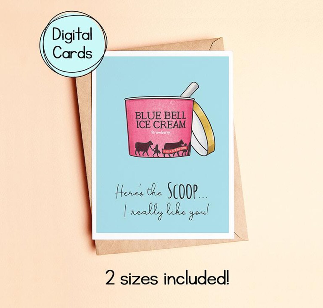 Blue Bell Card - Printable Downloadable Texas Card - Prints in Two ...