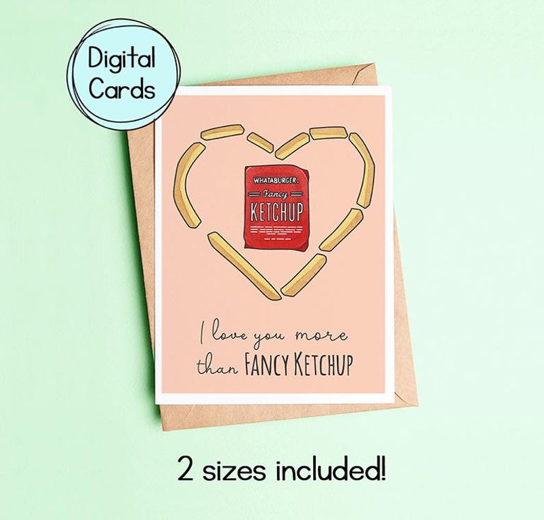 Fancy Ketchup Card - Printable Downloadable Texas Card - Prints in Two ...