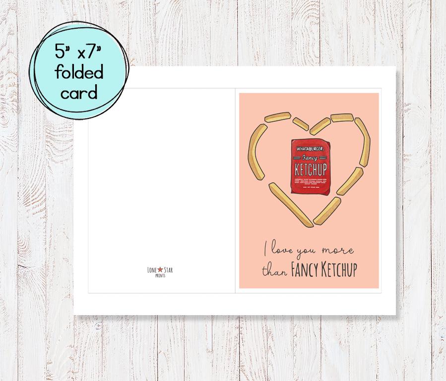 Fancy Ketchup Card - Printable Downloadable Texas Card - Prints in Two ...
