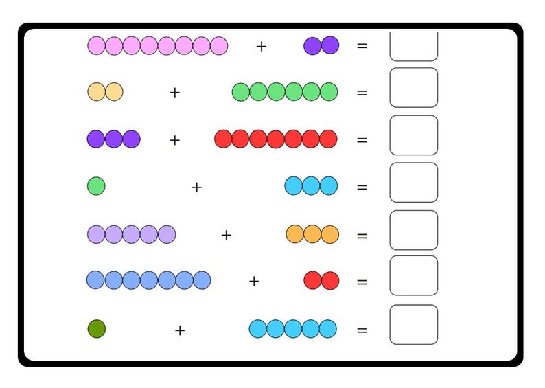Addition Worksheets: Montessori Mental Math for Preschool (PDF) - Etsy
