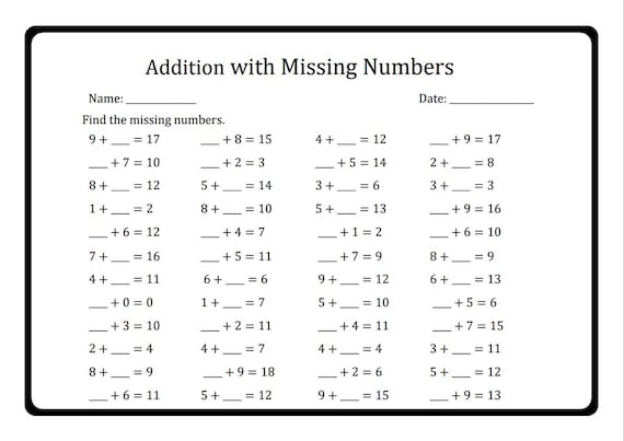 Math Worksheets Addition Subtraction Multiplication Division