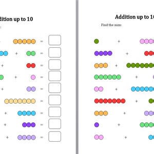 Addition Worksheets: Montessori Mental Math for Preschool (PDF) - Etsy
