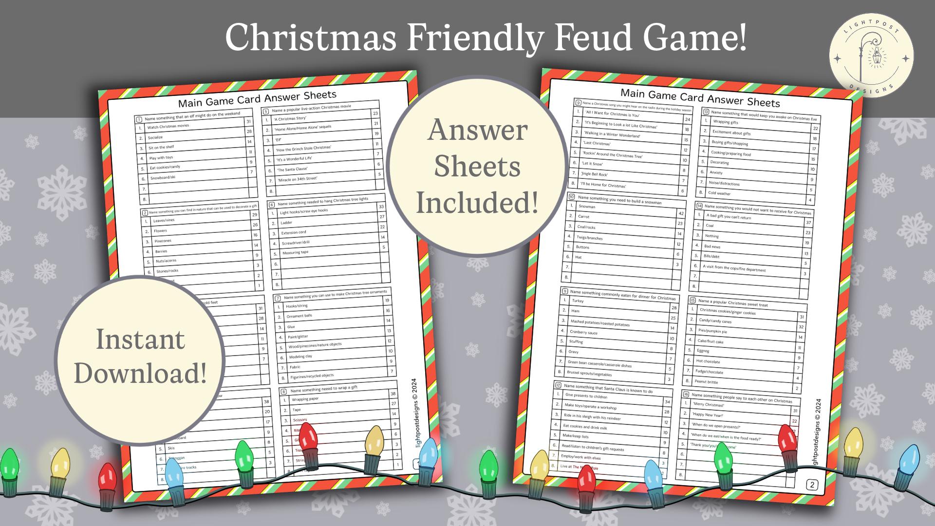 Christmas Friendly Feud Game | Christmas Family Feud Game | Printable ...