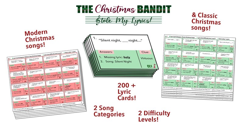 Finish the Lyrics | the Christmas Bandit | Printable Christmas Trivia ...