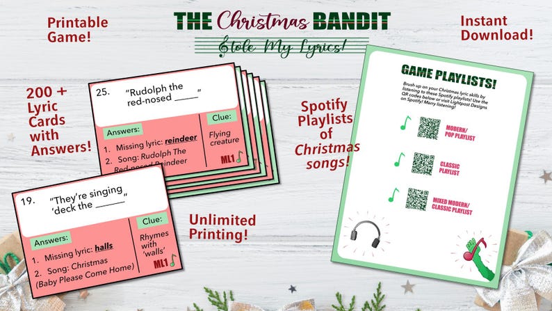 Finish the Lyrics | the Christmas Bandit | Printable Christmas Trivia ...