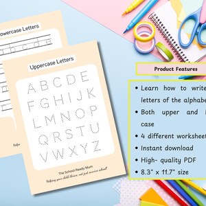 Printable Trace the Alphabet Worksheets A-Z Uppercase Lowercase Letters ...