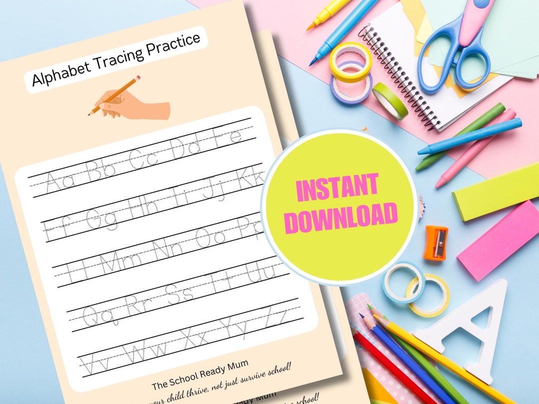 Printable Trace the Alphabet Worksheets A-Z Uppercase Lowercase Letters ...