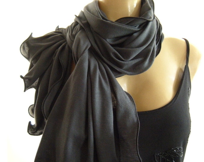 Charcoal Gray...neck Rag With Black Trimming....globetrotter.. - Etsy