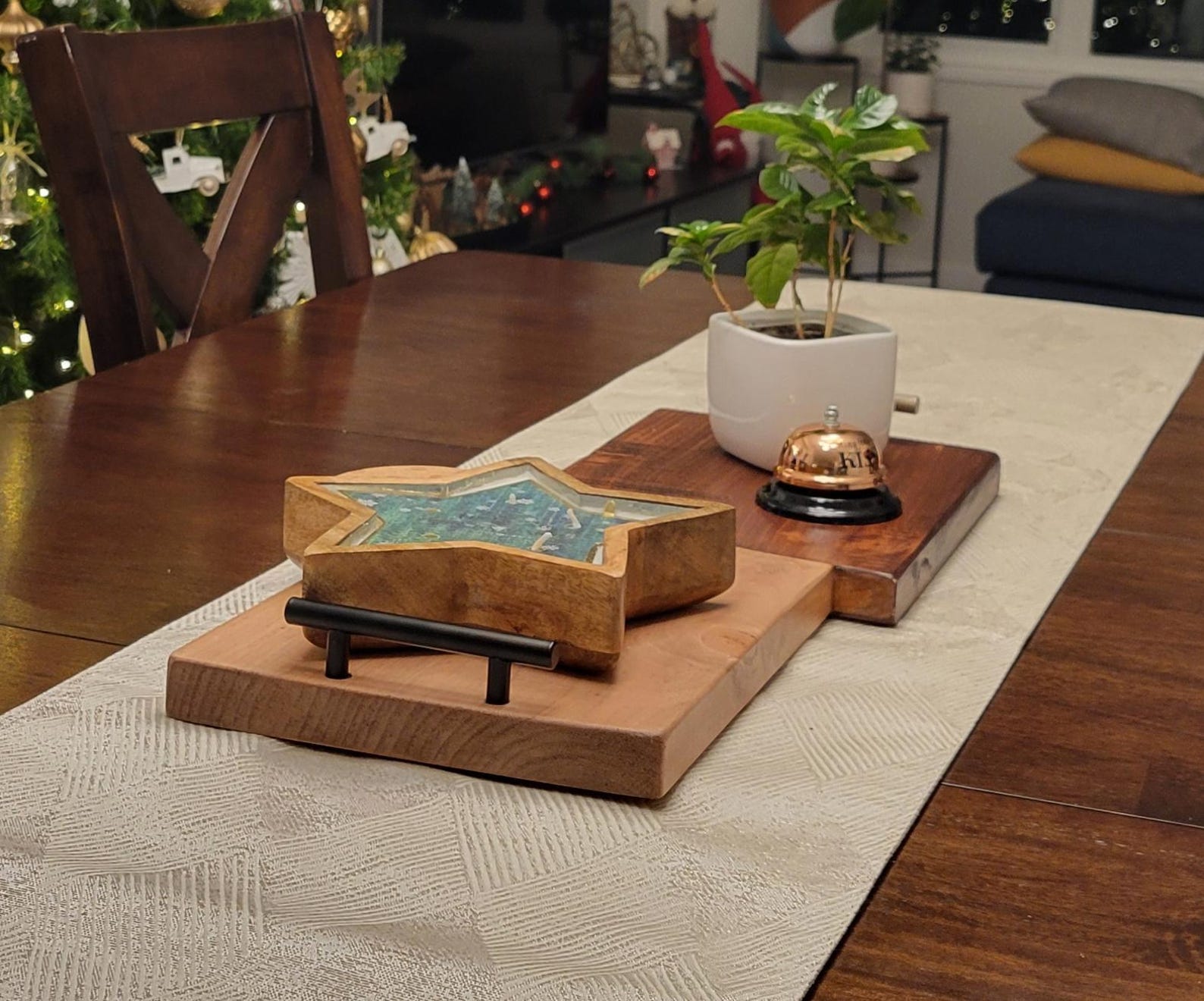 Wooden Serving Tray With Handles – Dining Table Centerpiece,rustic ...