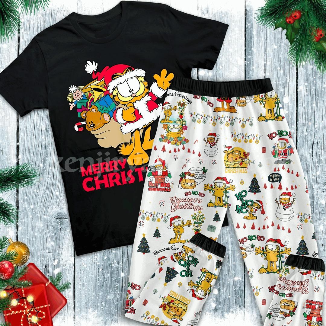 Garfield Cat Pajamas Personalized Christmas Family Matching Pjs - Etsy