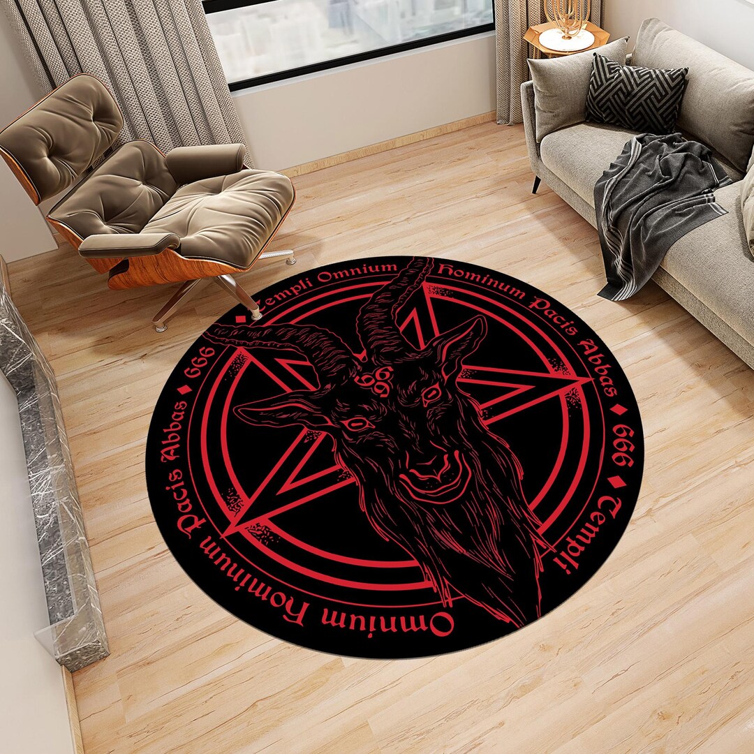 Pentagram Rug, Devil Rug, Satanic Rug, Demon Rug, Gothic Rug, Round Rug ...
