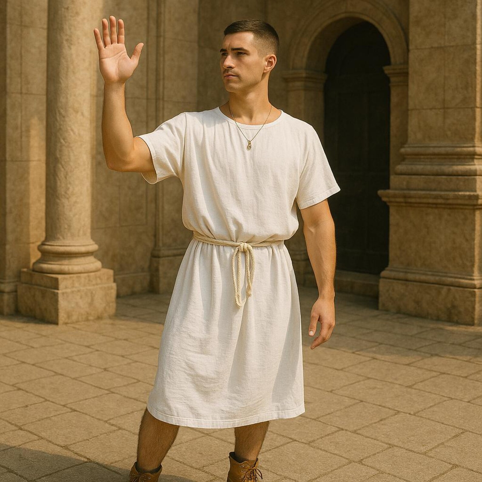 Ancient Roman Tunic for Men | White Historical Greek Costume | Spartan ...