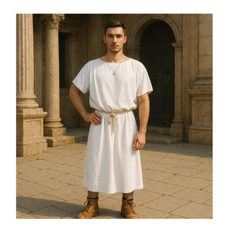Ancient Roman Tunic for Men | White Historical Greek Costume | Spartan ...