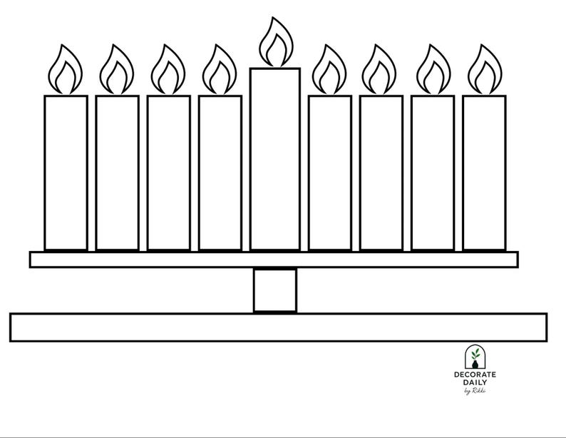 Hannukah / Chanukah Coloring Page | Patterned Menorah (printable) - Etsy