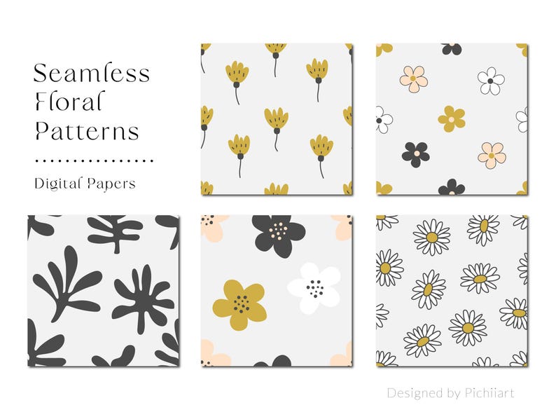 Floral & Abstract Digital Paper - Abstract Seamless Patterns - Floral ...