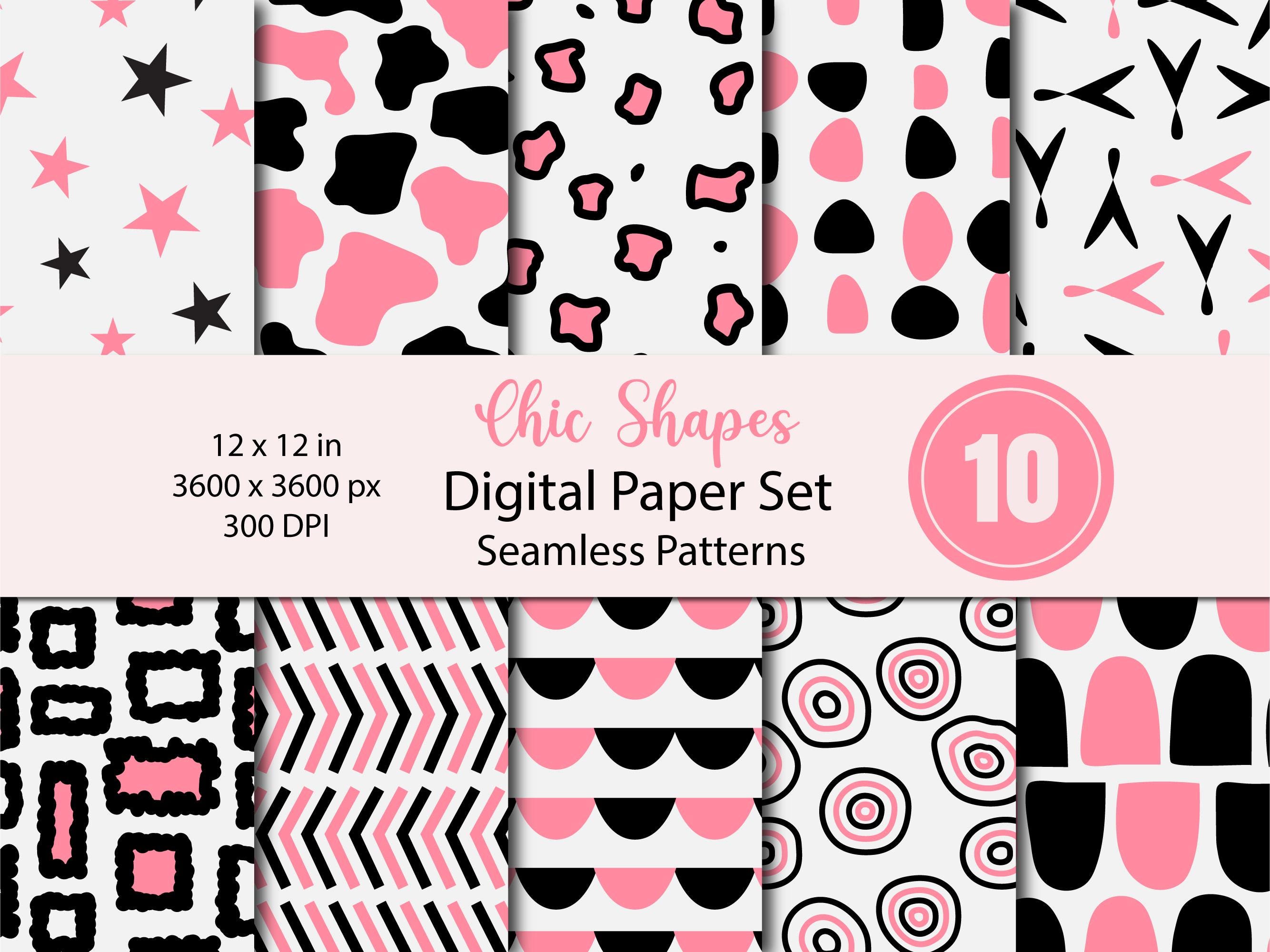 Chic Abstract Shapes - Digital Papers - Seamless Patterns - Pink Cute ...