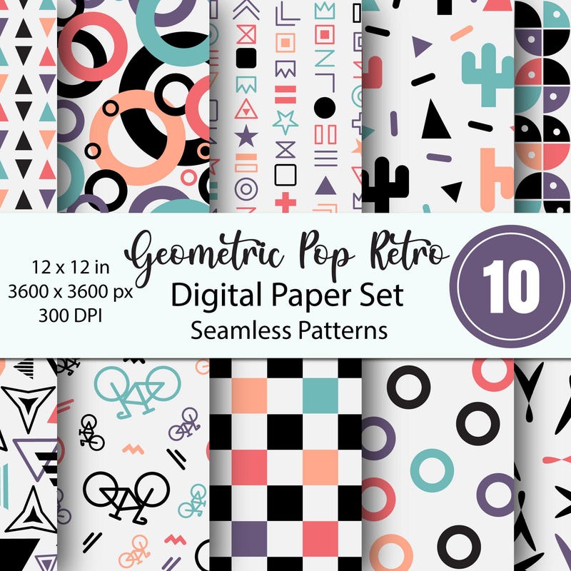 Retro Digital Papers - Etsy