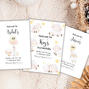 Editable Sheep Birthday Invitation, ANY AGE Fluffy Sheep Neutral Invite ...