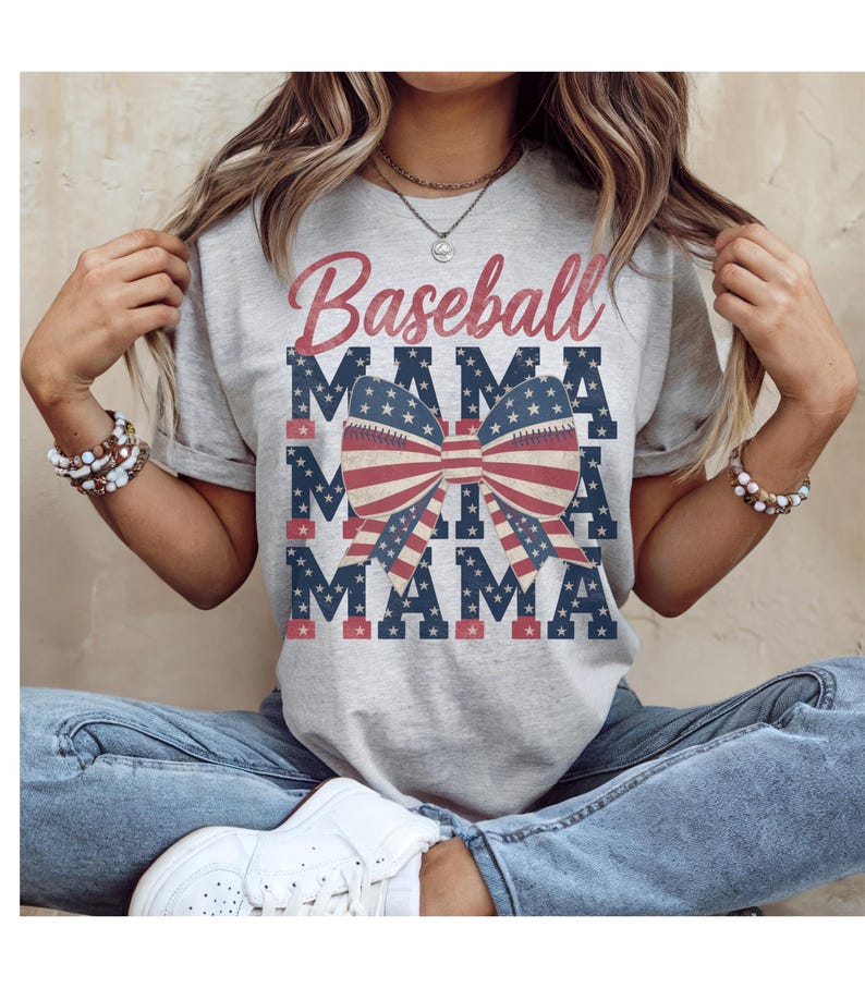 Baseball Mama PNG | 4th of July Patriotic Baseball Mom Design | Red ...
