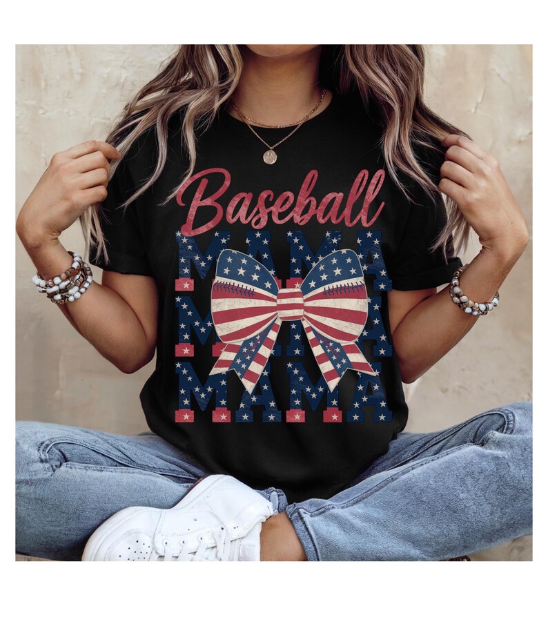 Baseball Mama PNG | 4th of July Patriotic Baseball Mom Design | Red ...
