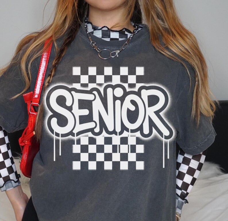 Senior 2025 Graffiti PNG | Drip Font Checkered Sublimation | Both Black ...