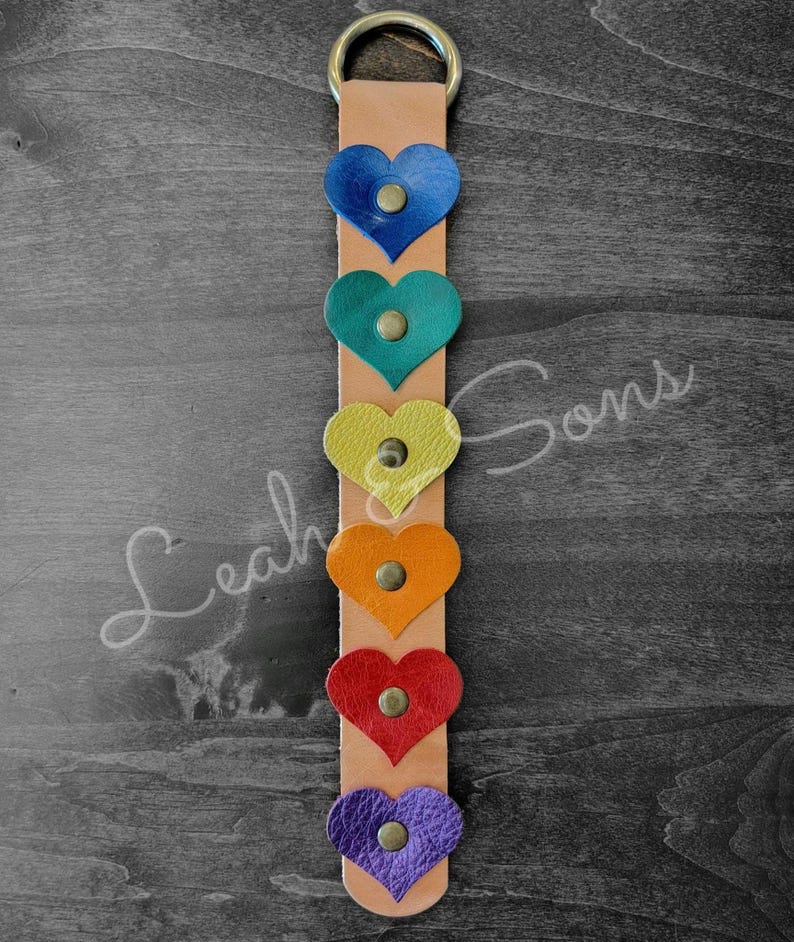 The Daniel - Rainbow Hearts - Handmade Leather Decorative Wall Hanging ...
