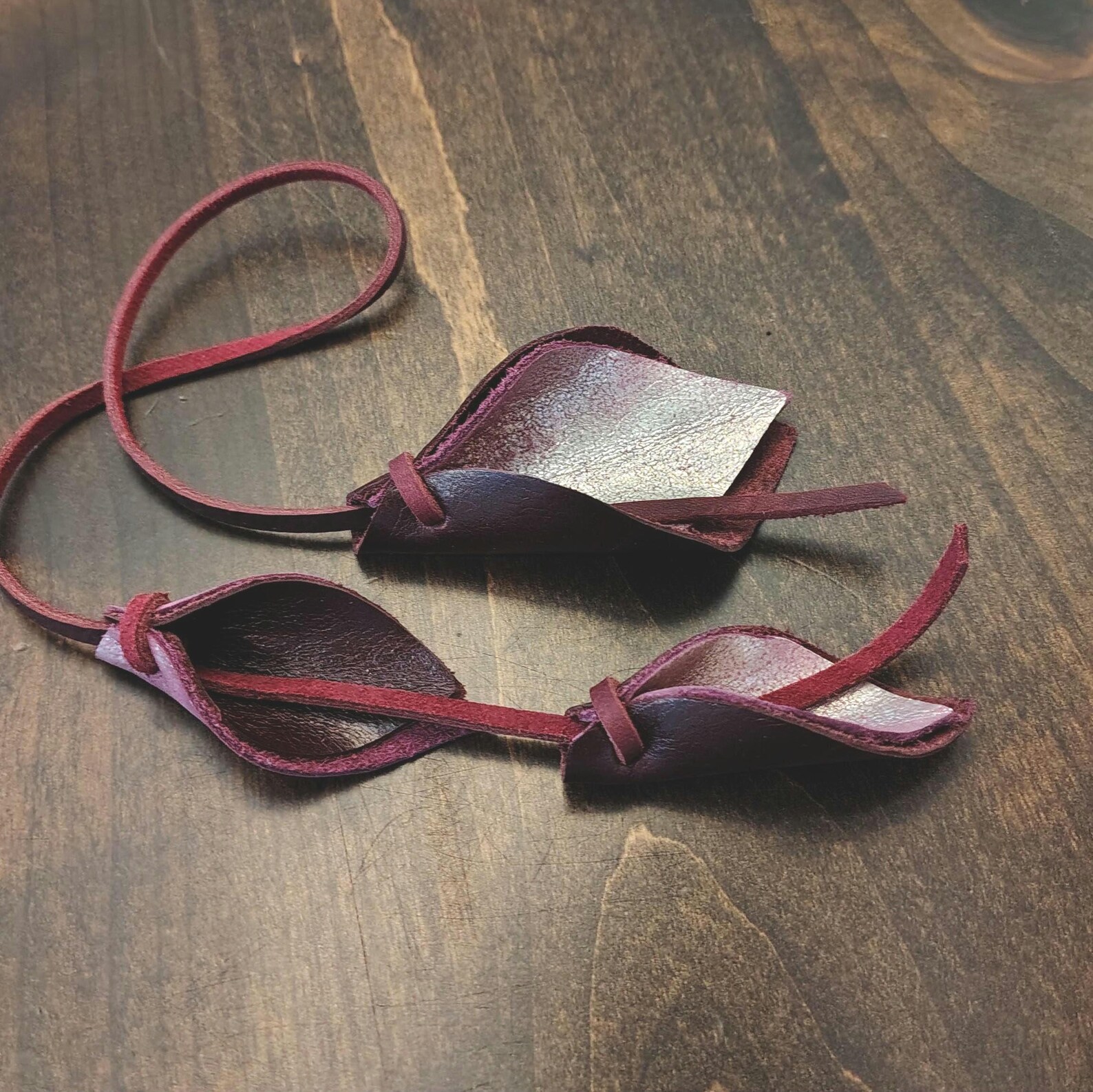 Lois Lilies - Leather Lily Flower Purse Charm, Cord Bag Charm, Dark ...