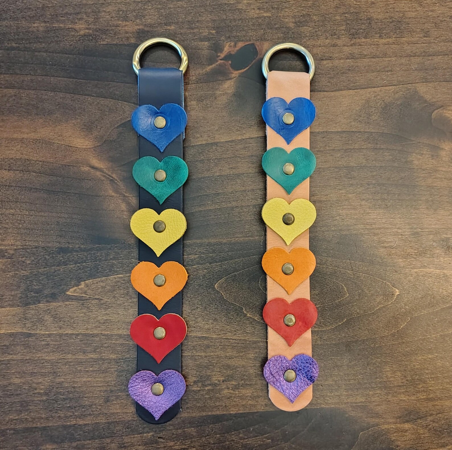 The Daniel - Rainbow Hearts - Handmade Leather Decorative Wall Hanging ...