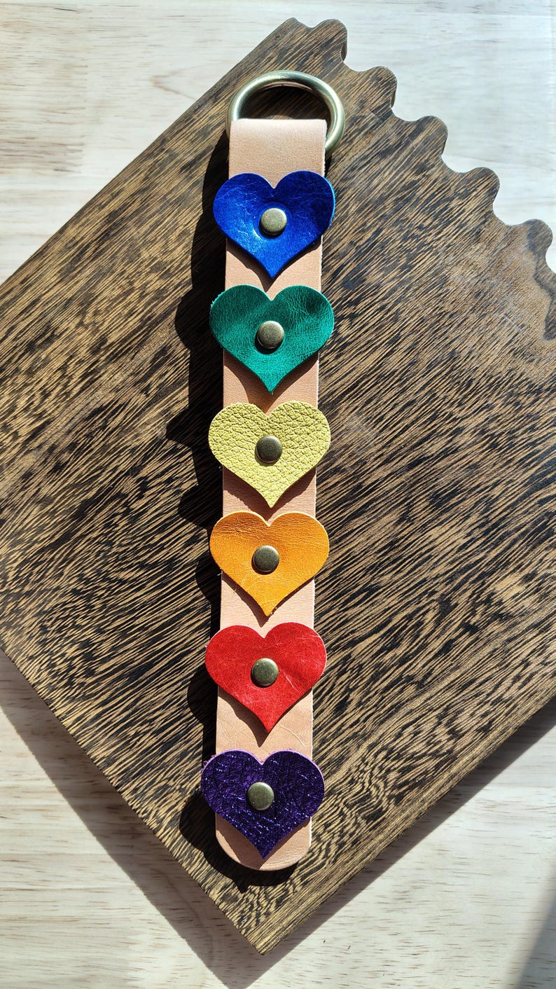 The Daniel - Rainbow Hearts - Handmade Leather Decorative Wall Hanging ...