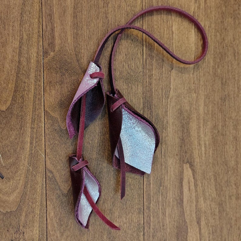 Lois Lilies - Leather Lily Flower Purse Charm, Cord Bag Charm, Dark ...