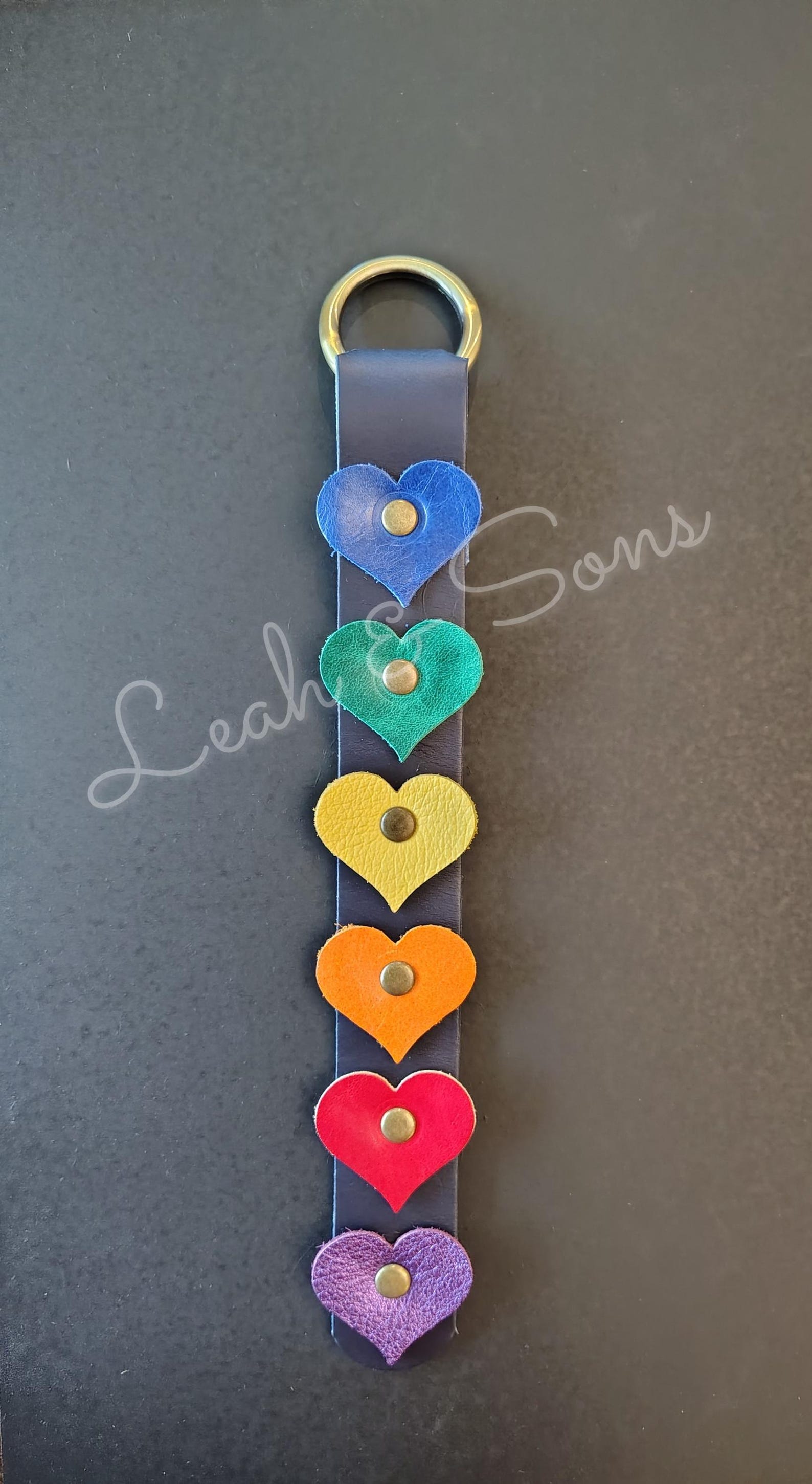 The Daniel - Rainbow Hearts - Handmade Leather Decorative Wall Hanging ...