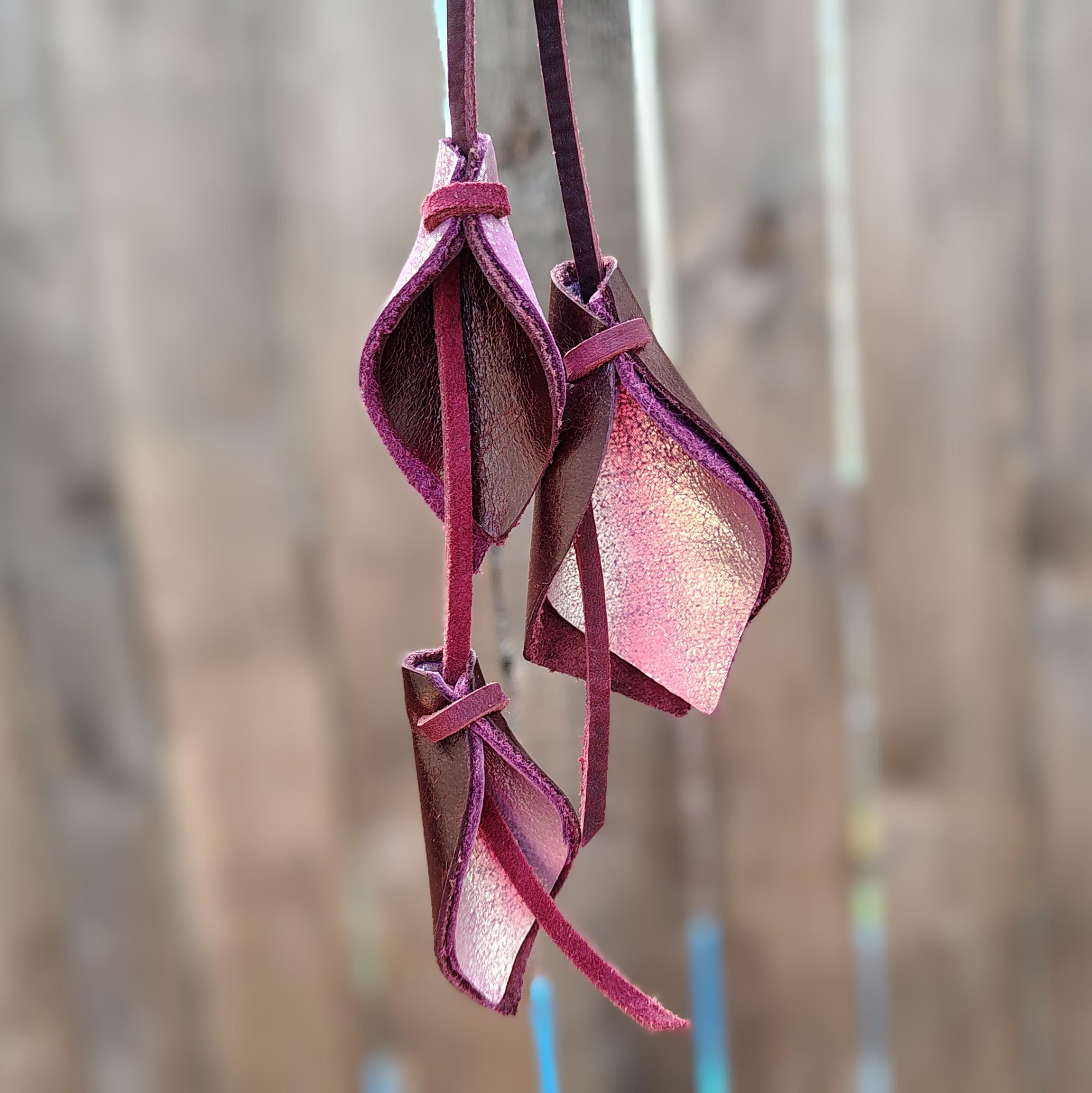 Lois Lilies - Leather Lily Flower Purse Charm, Cord Bag Charm, Dark ...