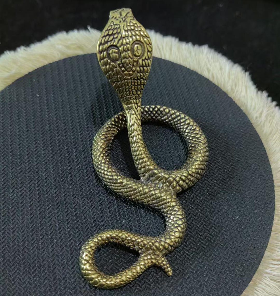 Brass King Cobra Snake Animal Figure Coiled Collectible Display, Fine ...