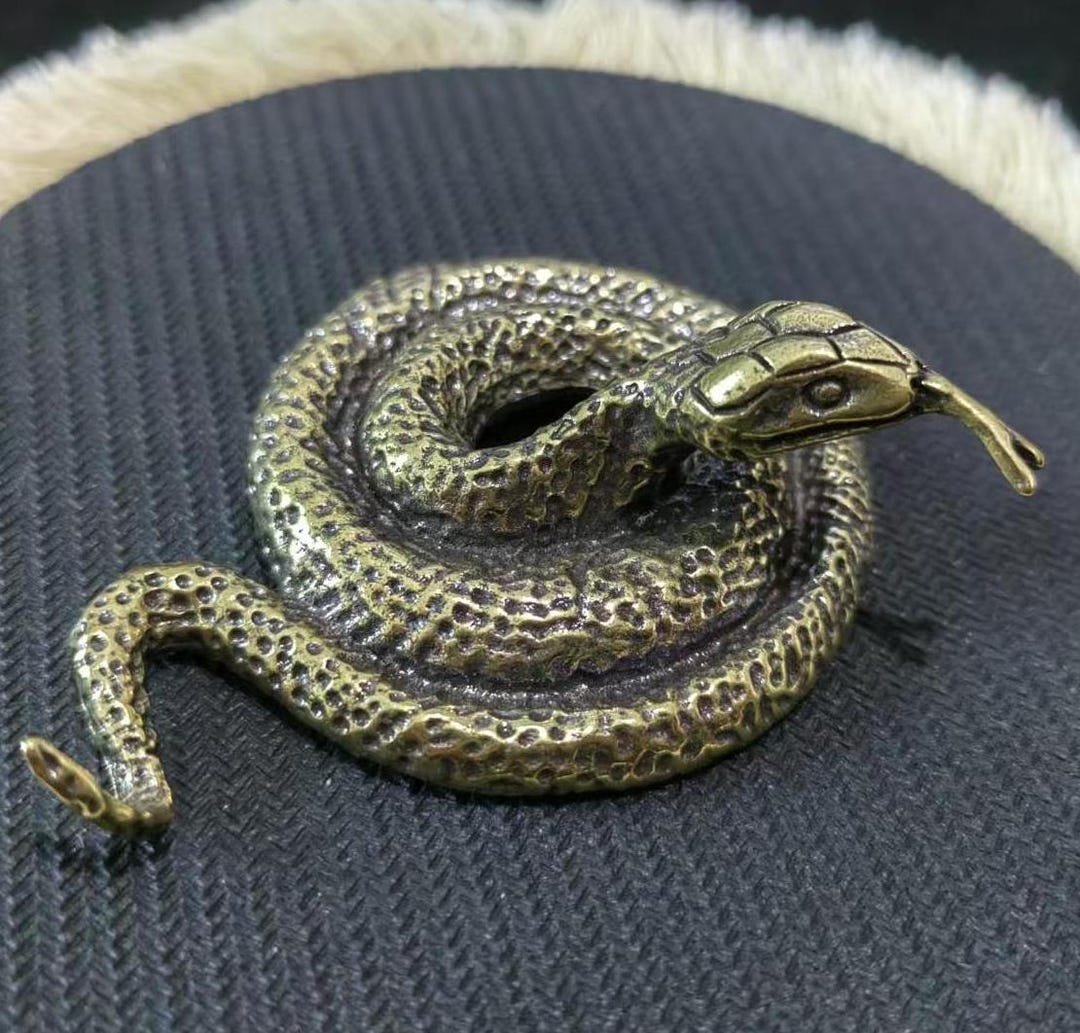 Copper King Cobra Snake Animal Figure Coiled Collectible Display, Fine ...