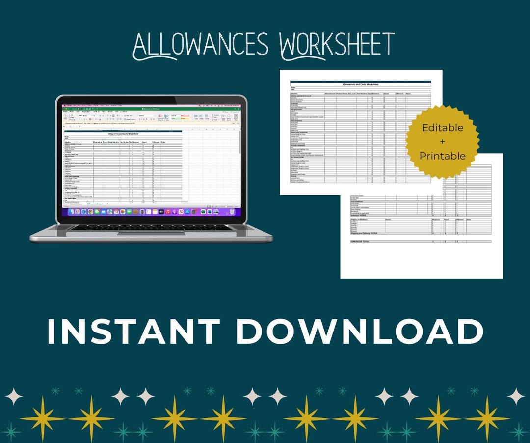 Bathroom Renovation Allowances Worksheet - Etsy