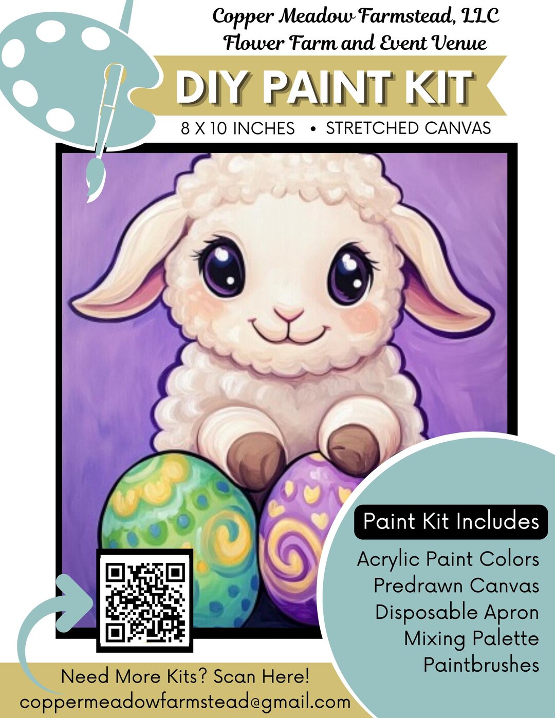 Easter Lamb- Diy Canvas | Pre Drawn Canvas Ready to Paint | Stocking ...
