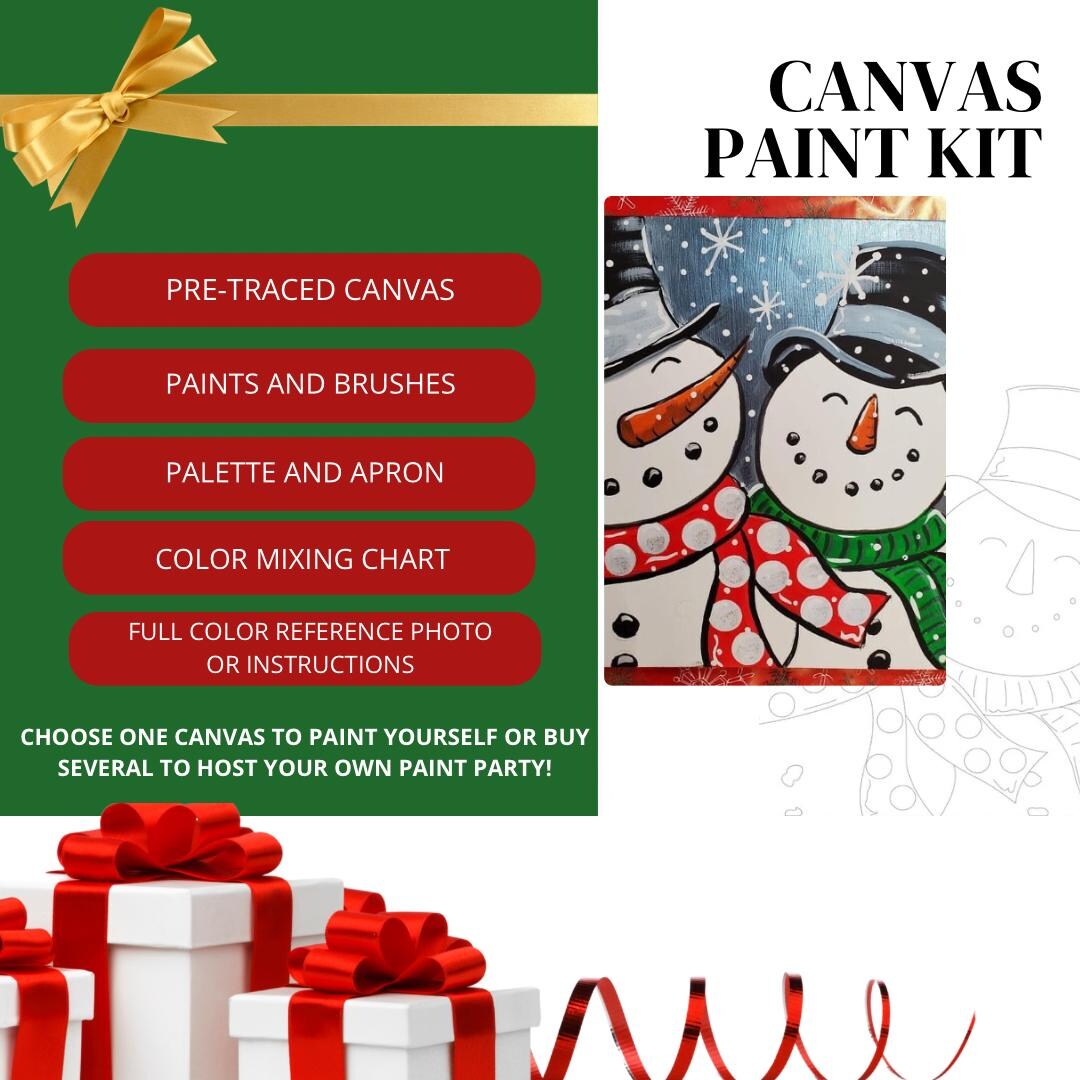 Canvas Paint Kit - Snowmen Friends - Etsy